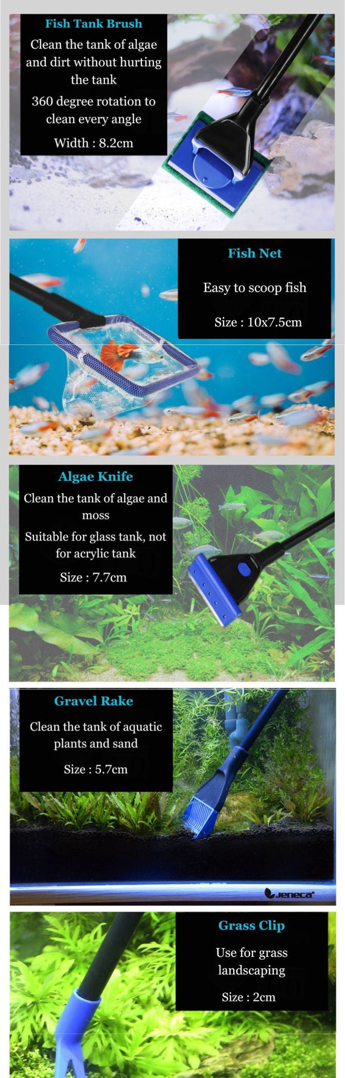 Jeneca AS-53 Gravel Cleaner (aqua tools 5 in 1) — East Ocean Aquatic