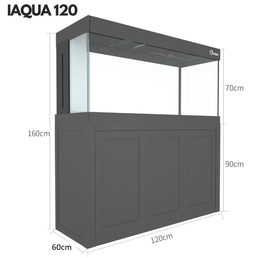 IAQUA 120 - Crystal Glass Aquarium (Complete w/ Sump & Aluminum Cabine ...
